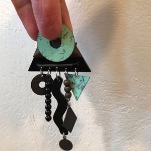 Vintage | Jewelry | Vintage 98s Triangle Pin Mint Green Black Bronze ...